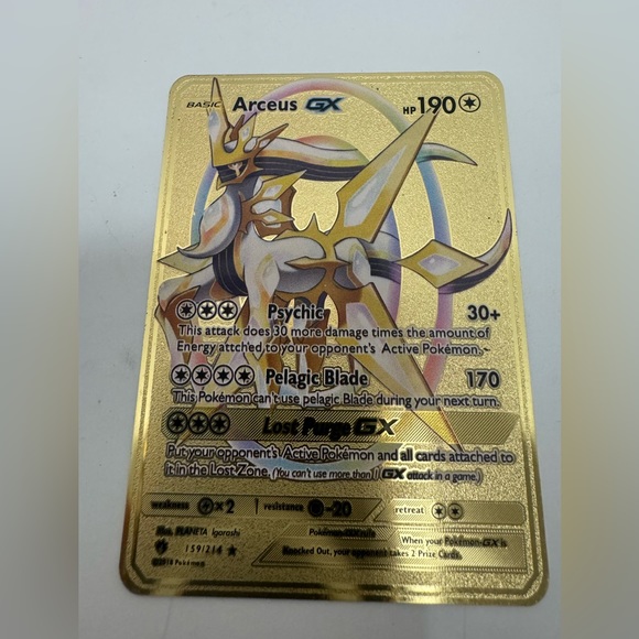 Pokemon | Toys | Pokmon Arceus Gx Hp9 Rare Gold Metal Card Gigantamax ...